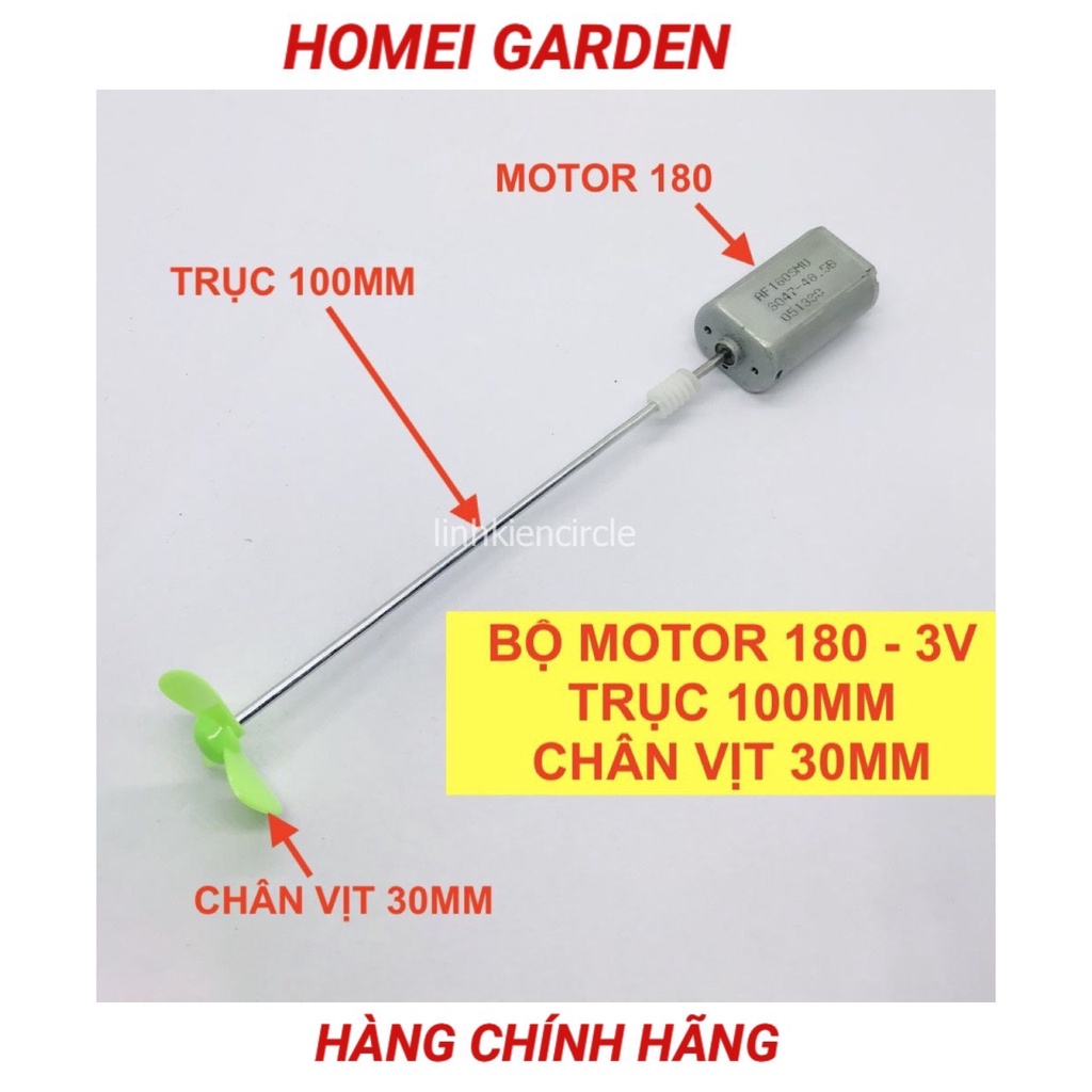 Bộ motor 180 điện áp 3V trục 100mm chân vịt 30mm DIY dùng để chế tàu ...
