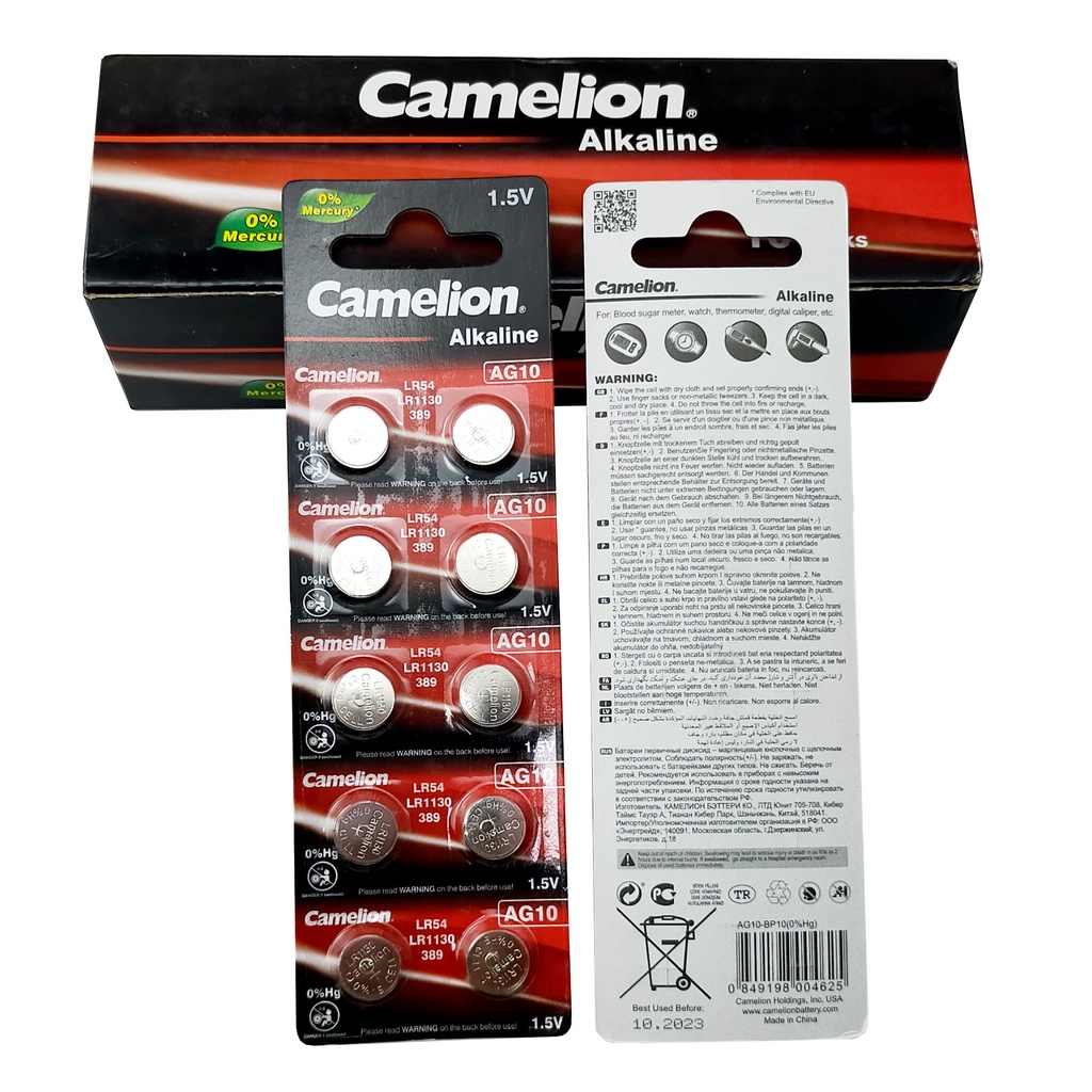 [CHÍNH HÃNG] Vỉ 10 Pin cúc áo CAMELION AG10 / LR54/ 1130/ LR1130/ L1131 ...