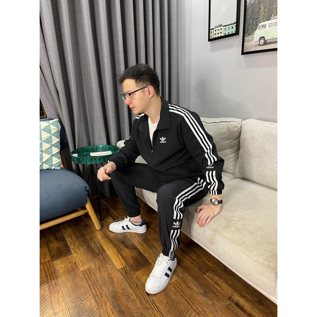 Bộ gió nam Das bản to set thể thao nam kéo khóa dài tay lót lưới thu ...