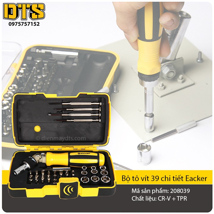 Bộ tô vít tự động 39 chi tiết vít và típ Eacker 208039 - Xoay 180 độ ...