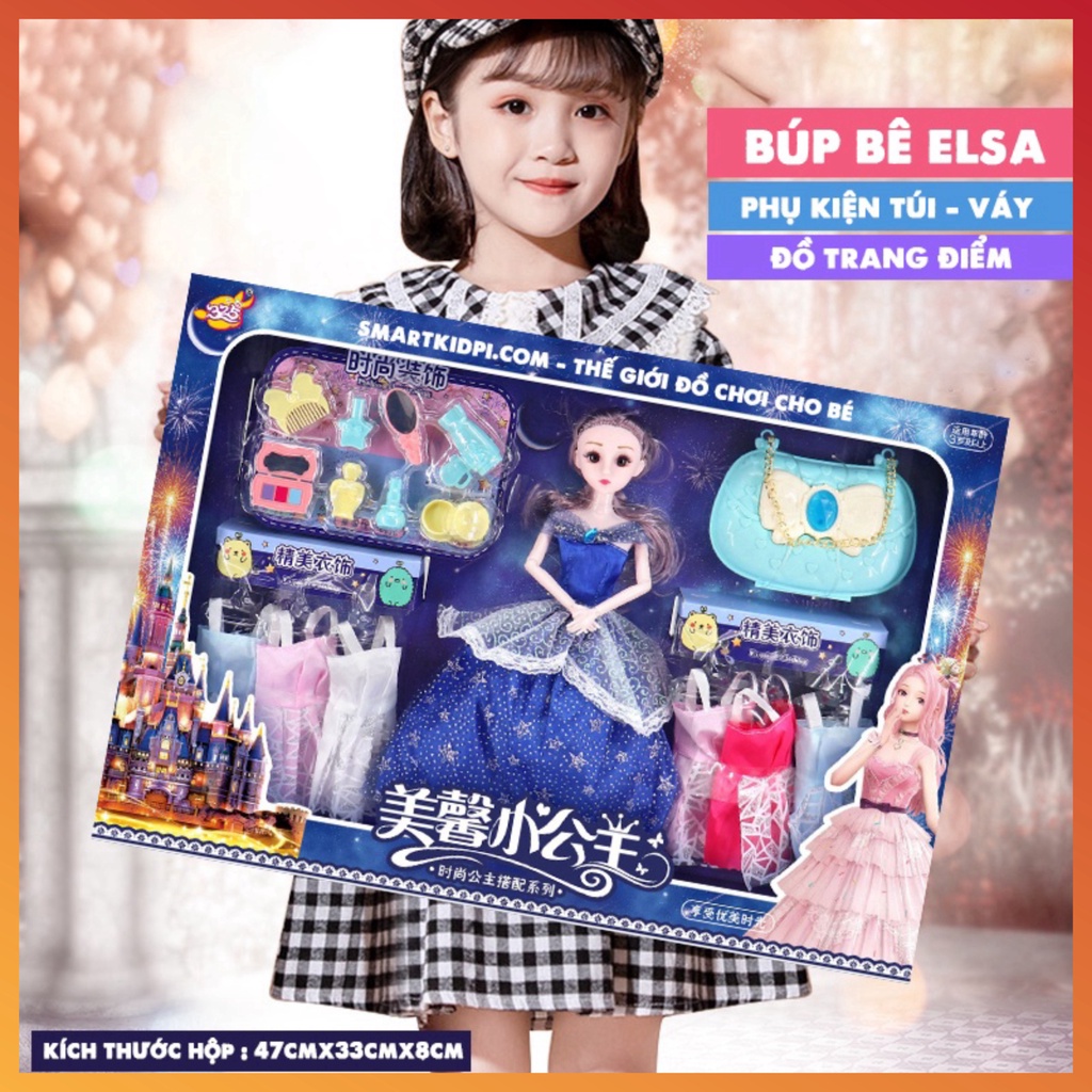 Búp bê elsa kèm túi phụ kiện trang điểm quần áo | Shopee Việt Nam