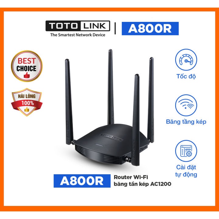Bộ phát wifi router wifi Totolink A800R chuẩn AC1200 gigabit 4 anten ...