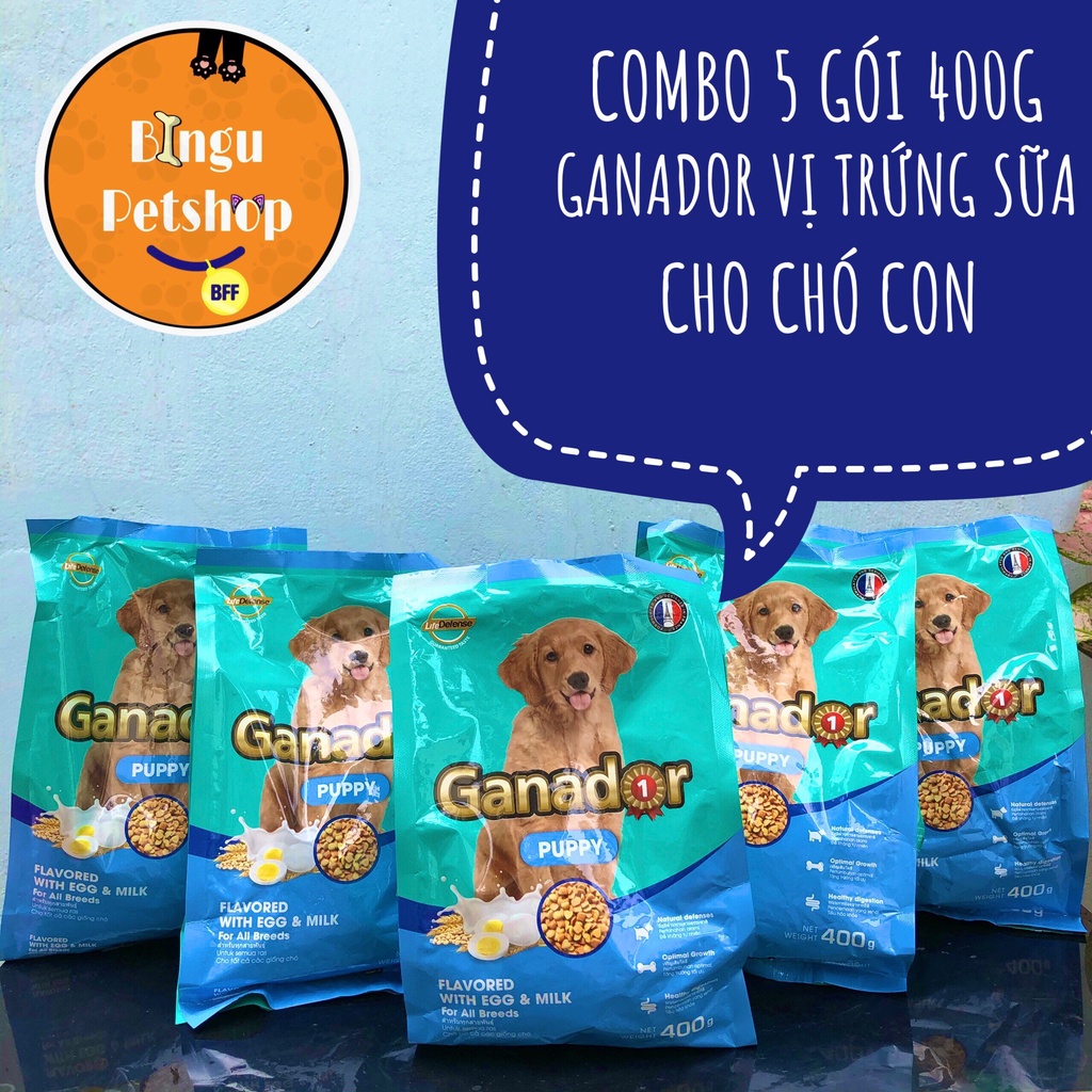 [Hình Tự Chụp] [Combo 5 gói]Thức ăn cho chó con Ganador vị Trứng và Sữa ...