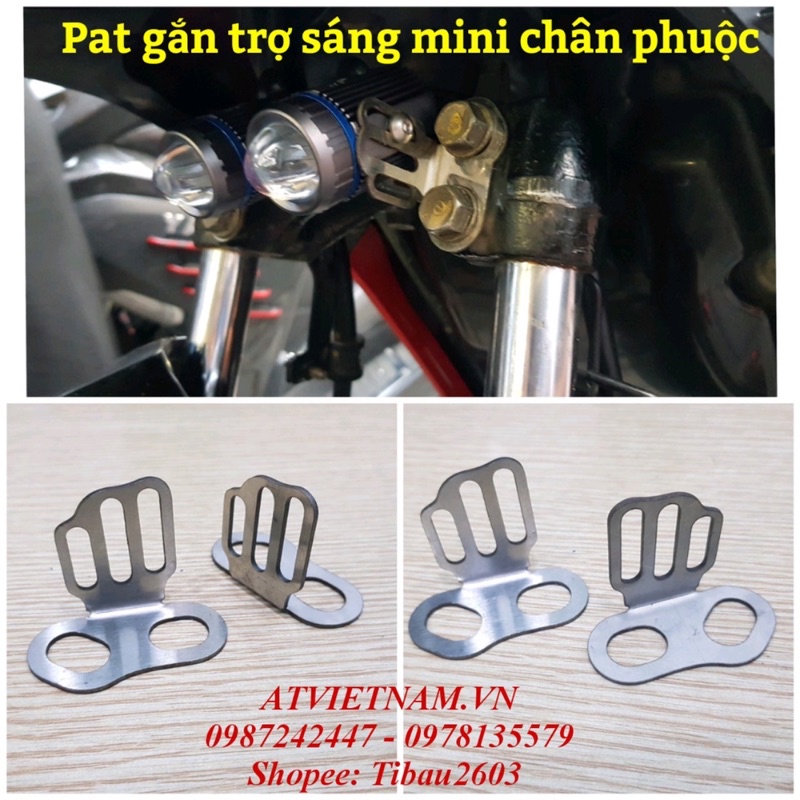 Pat inox gắn trợ sáng bi mini ngay ốc chân phuộc ( Pat inox 3 sọc ...