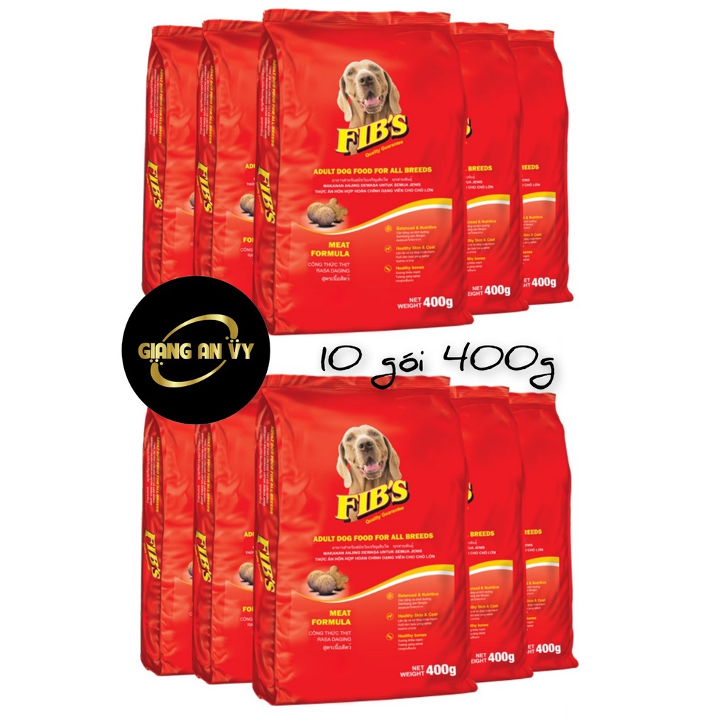 Combo 10 gói 400g thức ăn hạt khô cho chó trưởng thành Fib's 400g ( có ...