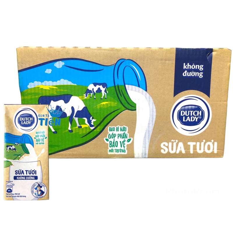 Thùng 12 hộp sữa tươi tiệt trùng không đường Cô Gái Hà Lan - Dutch Lady ...