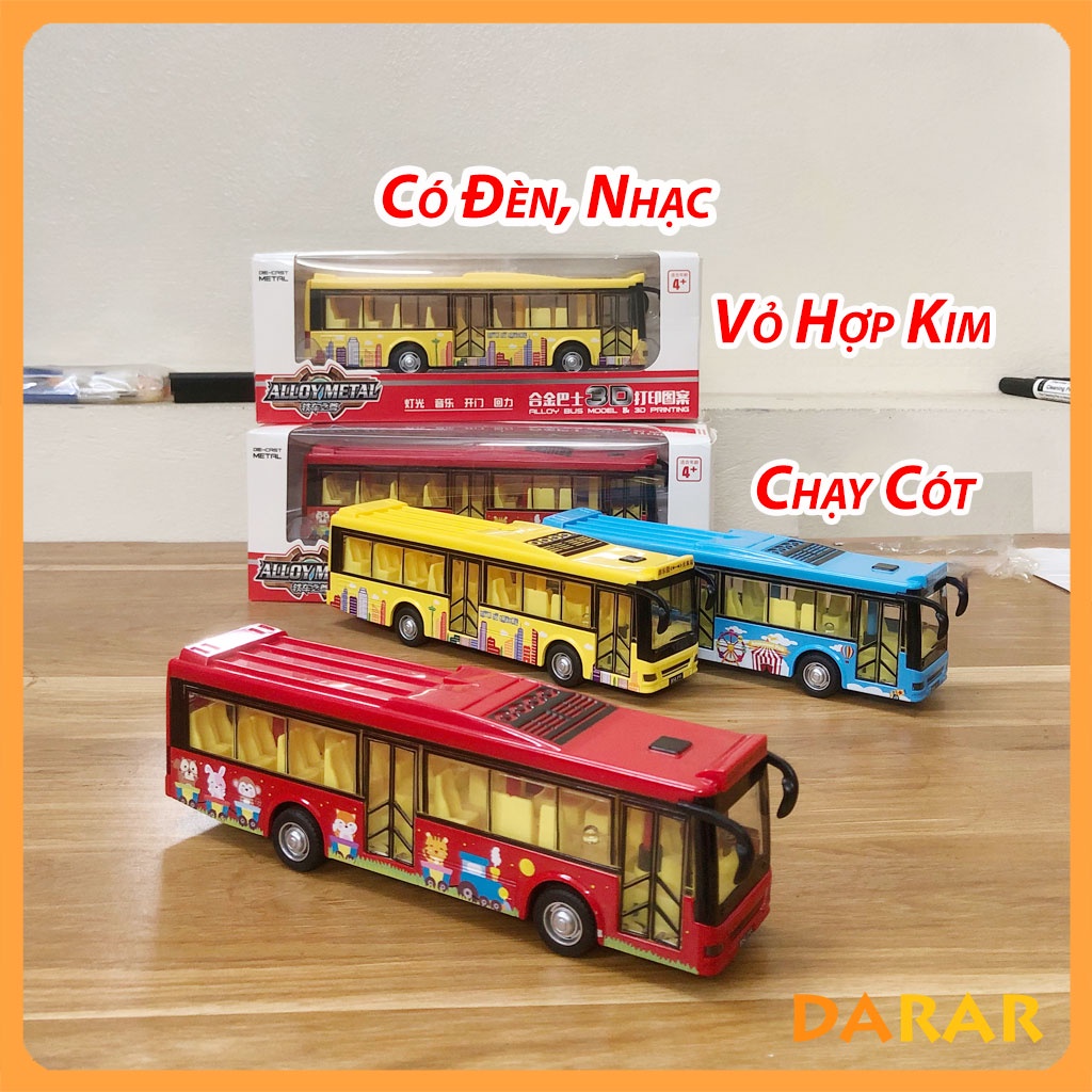 MÔ HÌNH Xe Bus, Xe đồ chơi Bus vỏ Hợp Kim mở được cửa, có nhạc và đèn ...