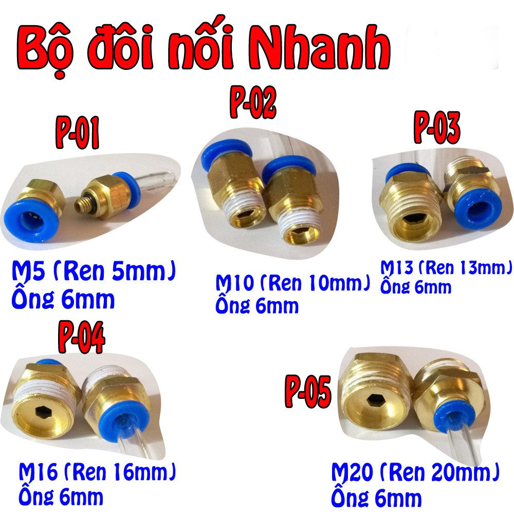 Bộ đôi nối nhanh ren ngoài các cỡ vừa ống phi 6mm | Shopee Việt Nam