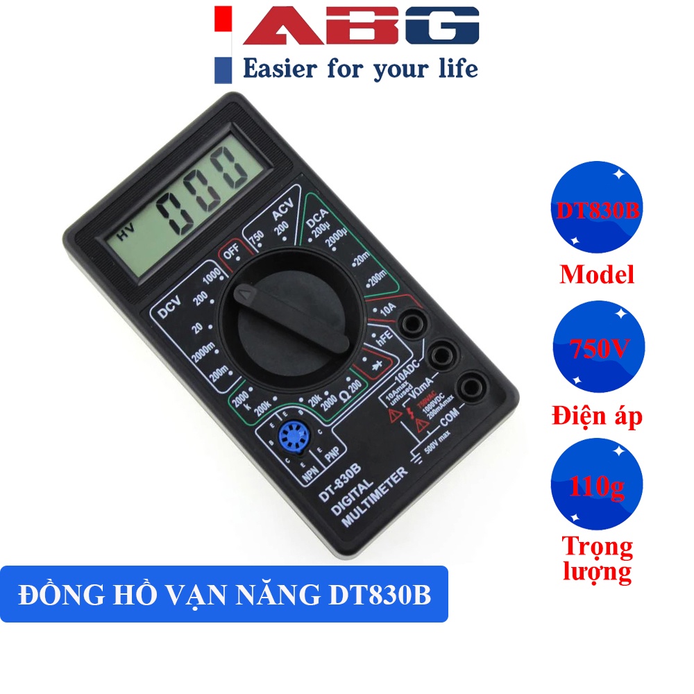 Đồng Hồ Vạn Năng Kỹ Thuật Số ABG DT830B DIGITAL MULTIMETER | Shopee ...