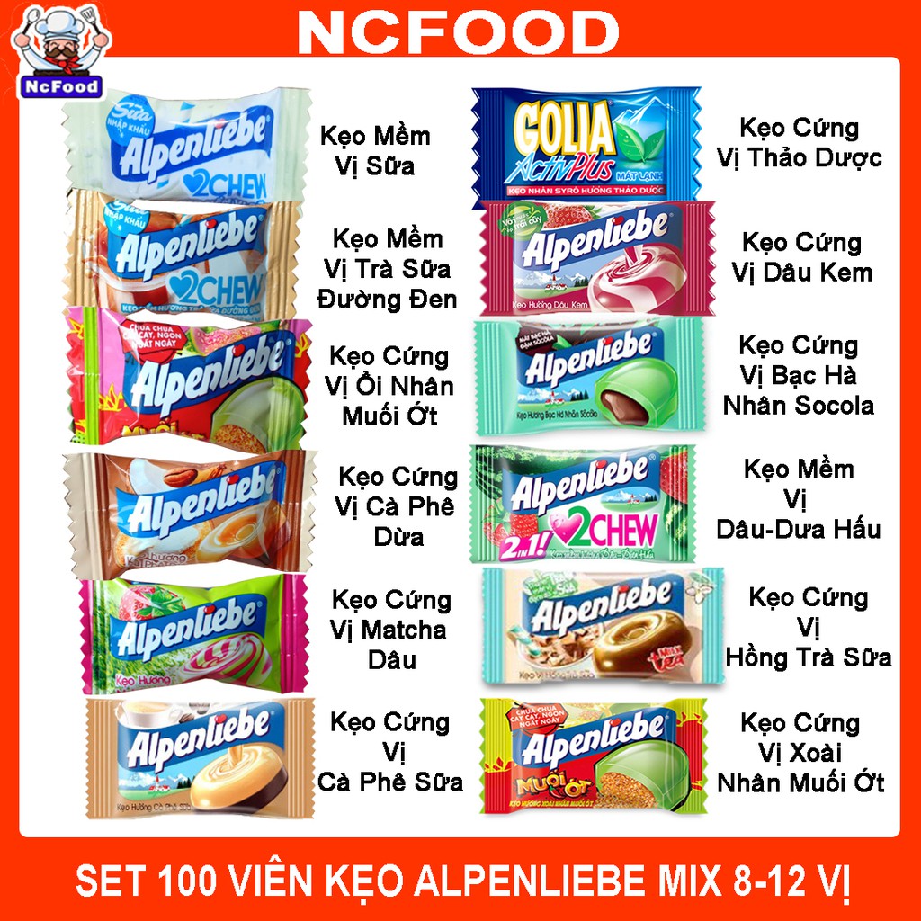 [SET 100 VIÊN] Kẹo Alpenliebe Mentos Mix 8-15 Vị (NCFOOD) | Shopee Việt Nam