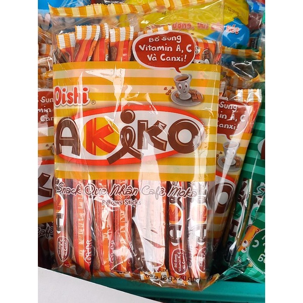 Bánh Snack que Akiko 160gam ( dưa lưới, nhân sữa, phô mai, cà phê ...