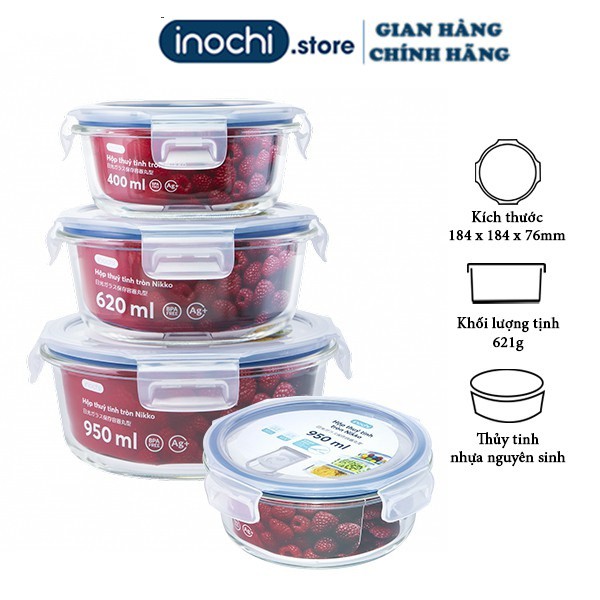 [ inochi.store ] Hộp Thuỷ Tinh tròn, Đựng Thực Phẩm Nikko chính hãng ...
