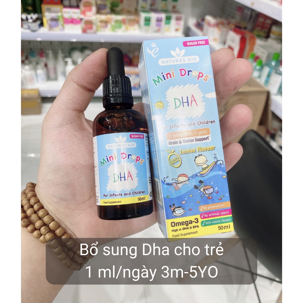 Giọt uống Mini Drops Nature Aid bổ sung Vitamin, DHA, D3 cho bé từ 3 ...