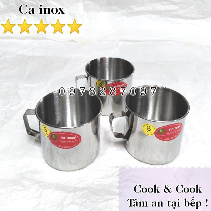 [CHÍNH HÃNG] Ca inox Vietcook cao cấp 6 cm, 7 cm, 8 cm Ca inox học sinh, trường học tin dùng ...