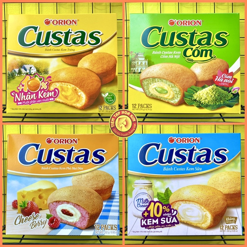 [DỦ VỊ] Bánh trứng Custas vị mới đặc biệt phomai dâu, cốm , sữa 282g ...