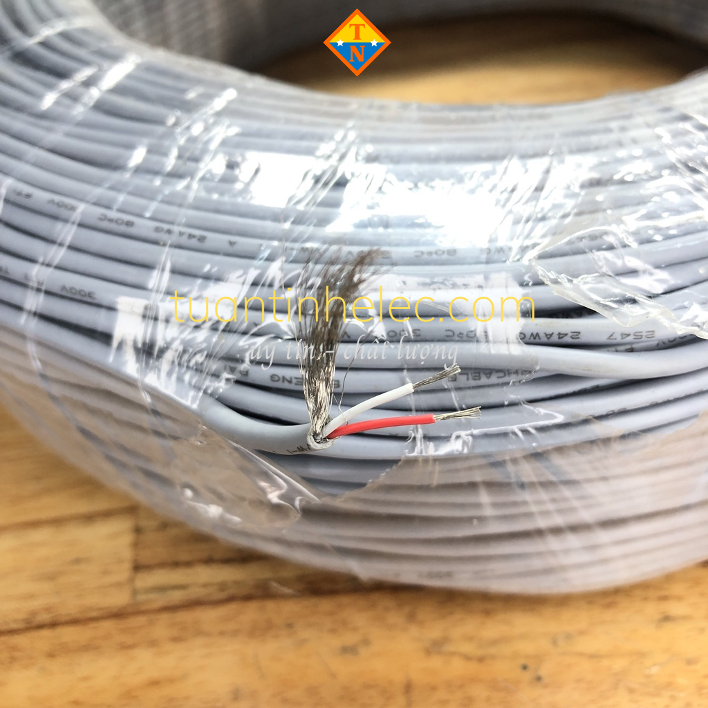Dây tín hiệu âm thanh lõi đồng mạ kẽm , 2 lõi tín hiệu 1 lớp chống nhiễu 24AWG/2C/OD:3.2 # phụ ...