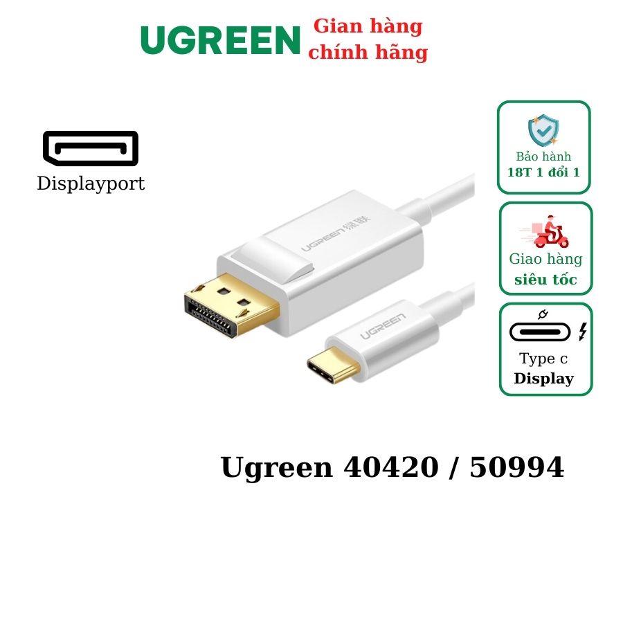 Cáp chuyển USB Type C to Displayport dài 1.5m Ugreen 40420 50994 25157 ...