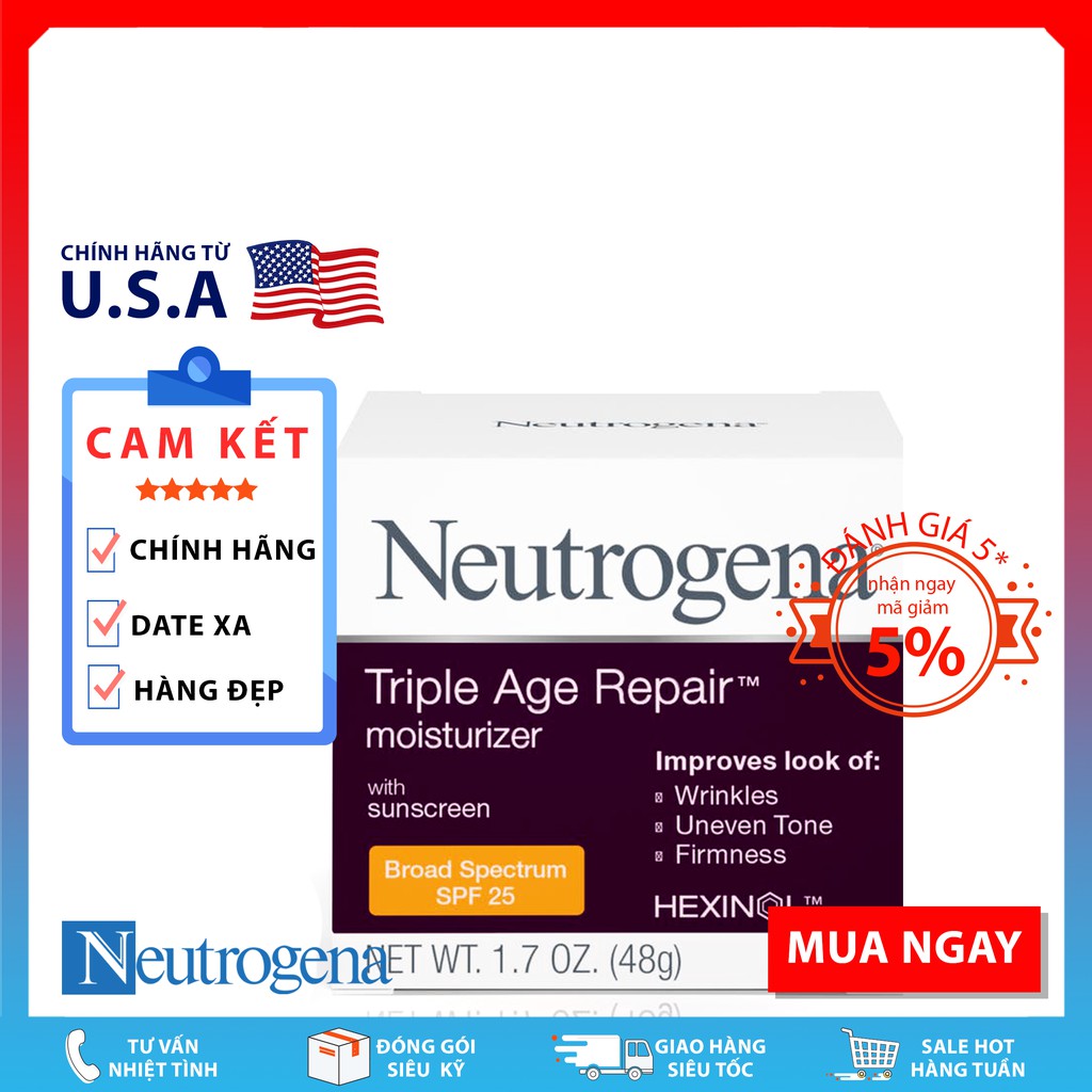 Kem Dưỡng Ngăn Lão Hóa Neutrogena Triple Age Repair Moisturizer Broad ...
