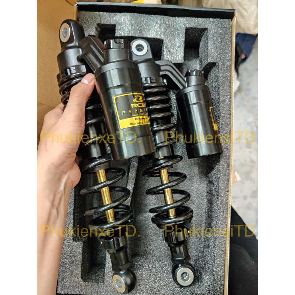 Phuộc sau R.C.B bình dầu full Đen ty Vàng lắp DR WAVE AXELO Caphe ...