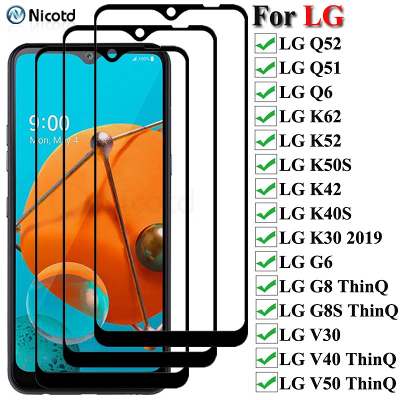Kính cường lực phủ toàn bộ cho LG Q51 Q52 Q6 Tấm bảo vệ màn hình trên LG K62 K52 K50S K42 K40S ...