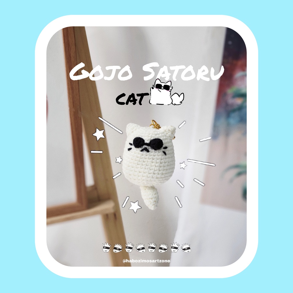 Mô hình mèo len móc Gojo Satoru dễ thương Jujutsu Kaisen | Shopee Việt Nam