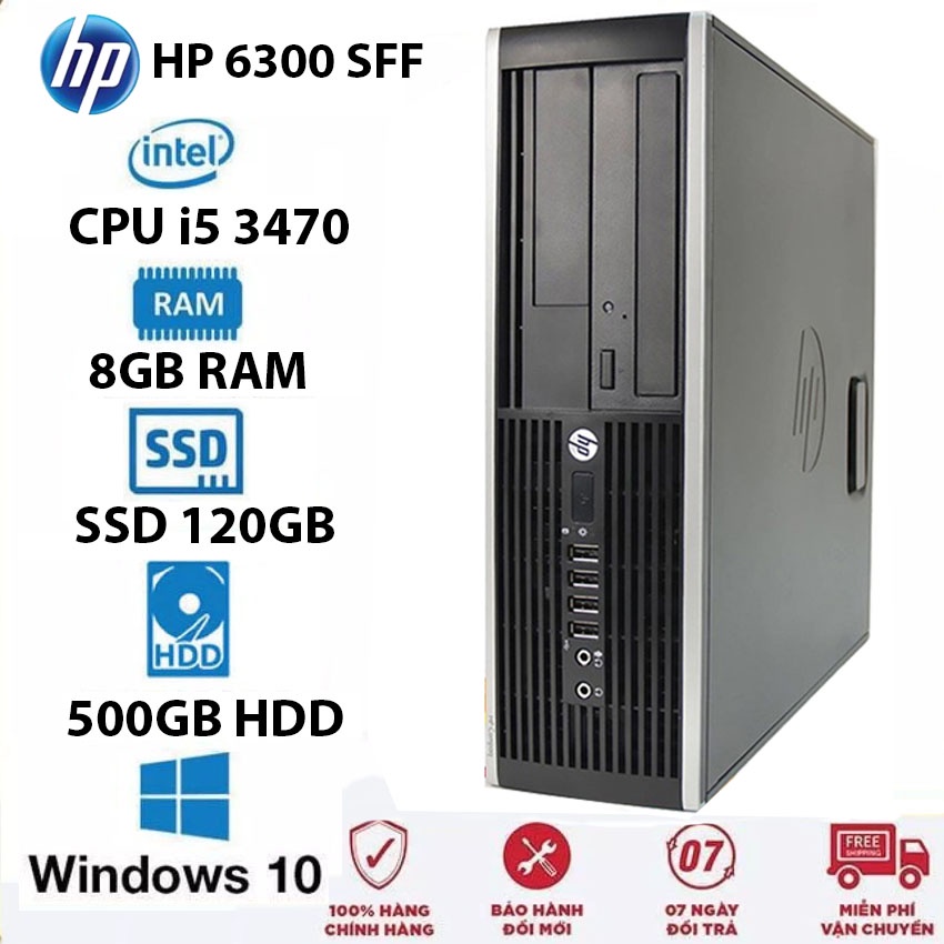 Case máy tính đồng bộ HP Compaq 6300 SFF CPU i5 3470 Ram 8GB SSD 120GB ...