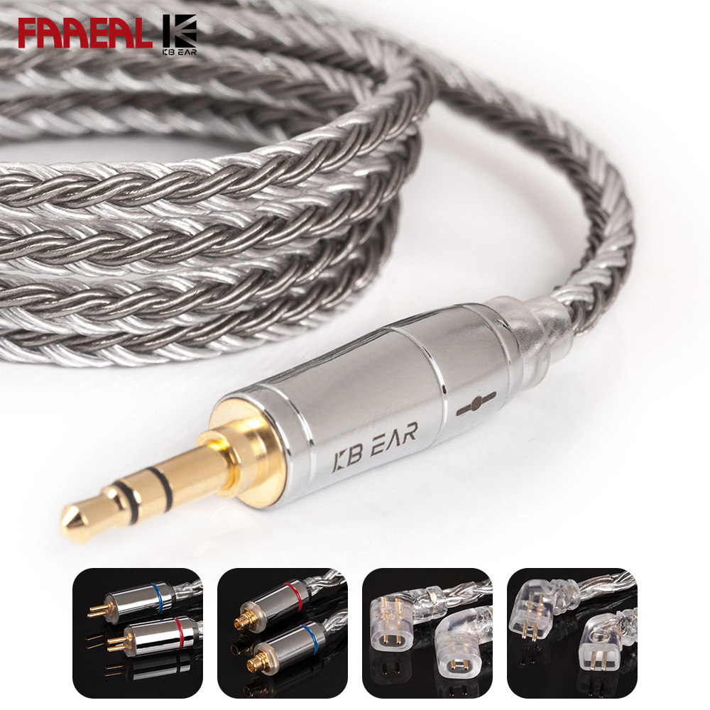 Dây cáp tai nghe FAAEAL KBEAR 16 lõi mạ bạc cân bằng hifi nâng cấp với MMCX/ 2 Pin/ QDC/ TFZ ...