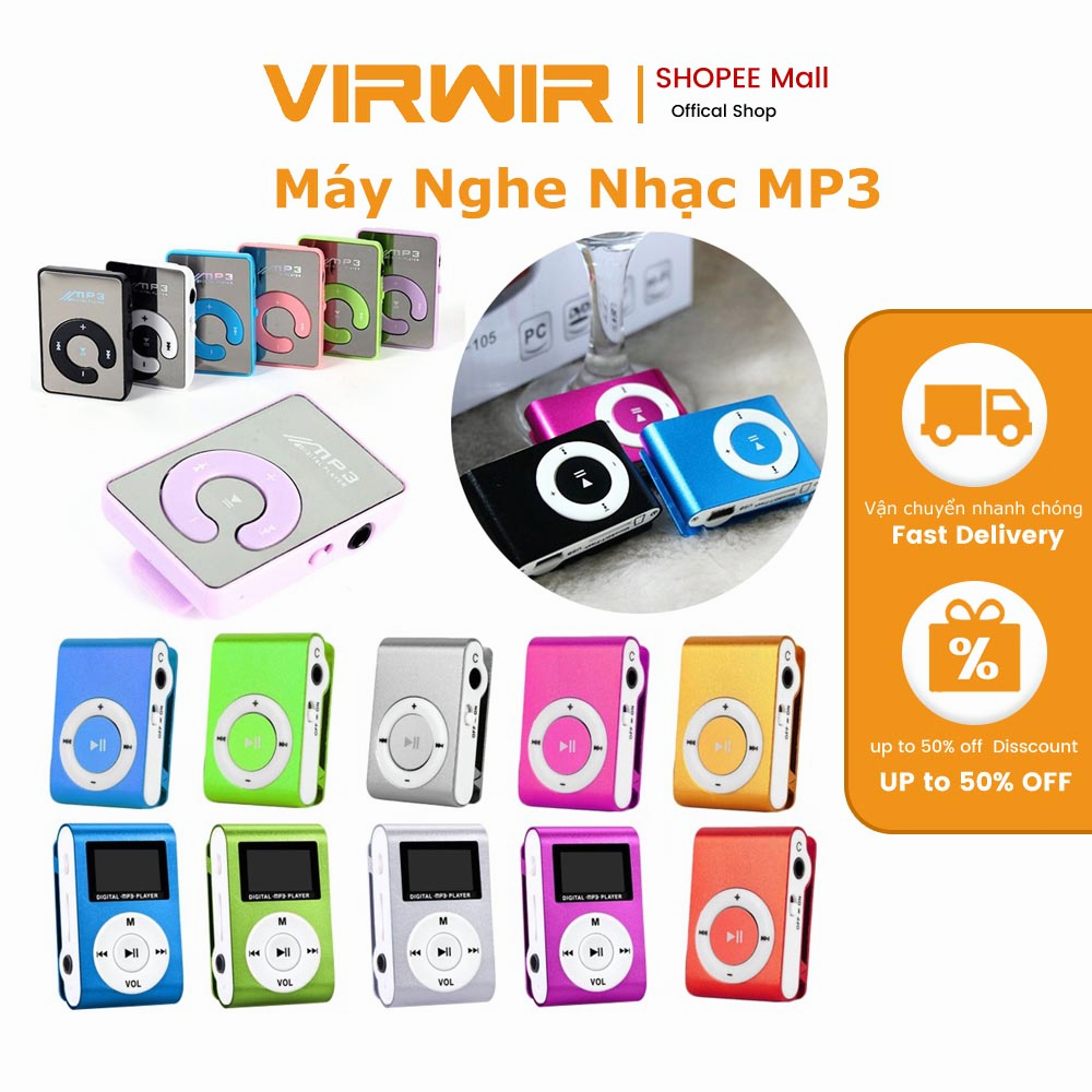 Máy nghe nhạc mp3 mini VIRWIR hỗ trợ thẻ nhớ micro TF dung lượng 16gb ...
