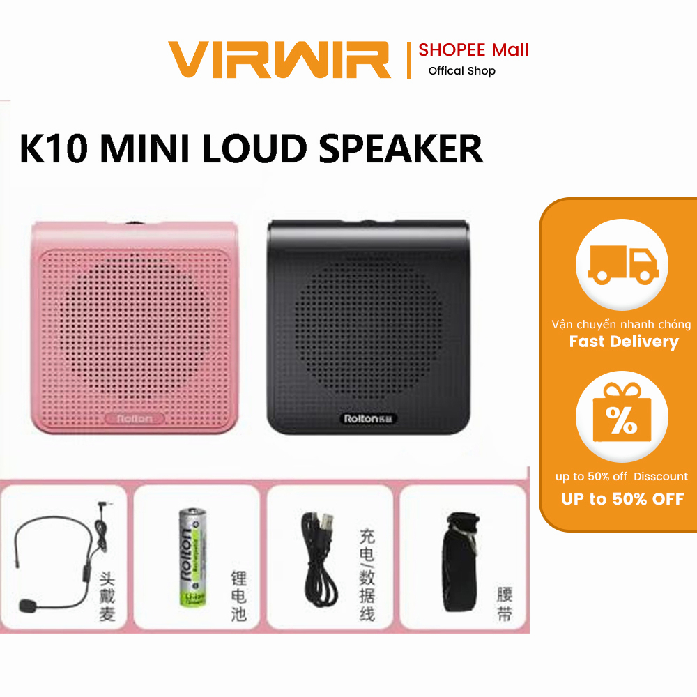 Loa khuếch đại VIRWIR K10 âm bass loại nhỏ có micro phù hợp cho dạy học ...