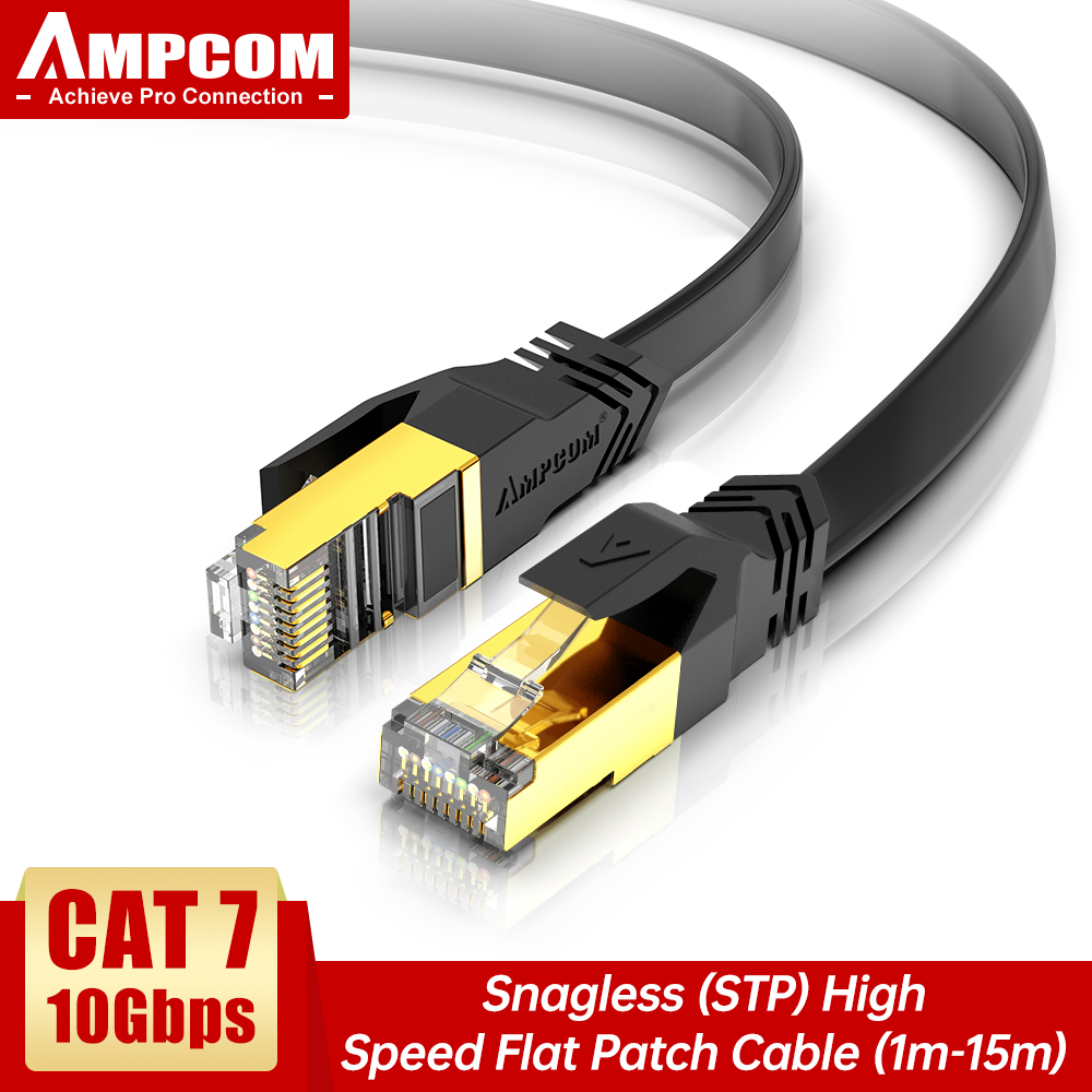 AMPCOM Cáp Mạng Flat CAT7 10-30M: Cáp Mạng LAN Tốc độ cao 10kikabit với ...