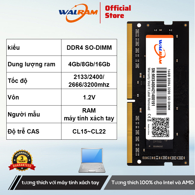 Bộ nhớ Ram laptop WALRAM 260 Pin DDR4 8Gb 4Gb 16Gb Ram 2133 2400 ...