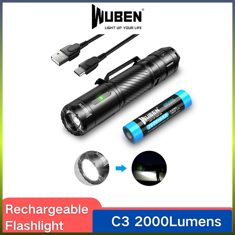 Đèn Pin WUBEN C3 LED Sạc Type-C Công Suất Cao 1200LM Chống Thấm Nước ...