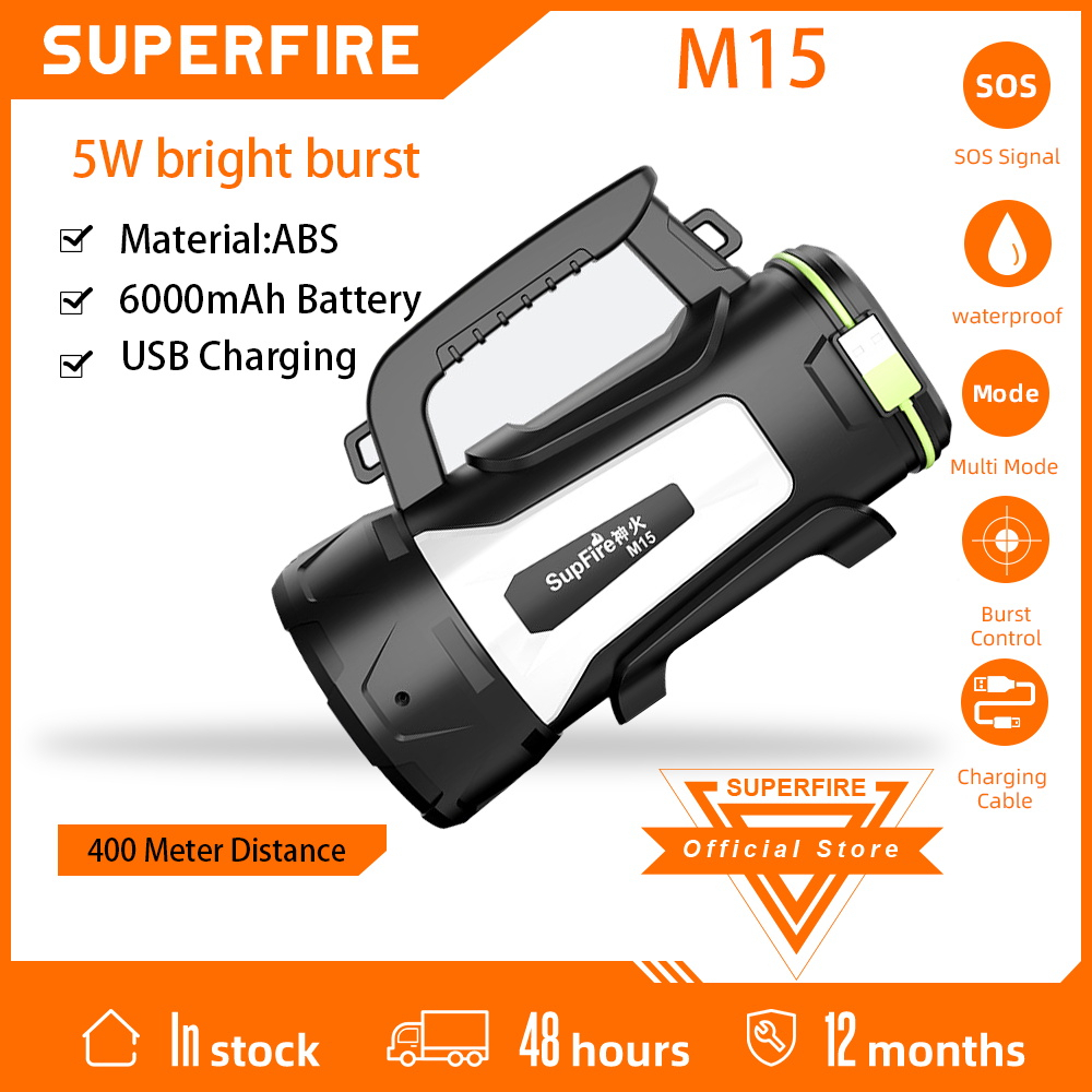 Đèn pin LED SUPERFIRE M15 Đèn pin chống nước đa chức năng Đèn pha Đèn pha Nhà ngoài trời có thể ...
