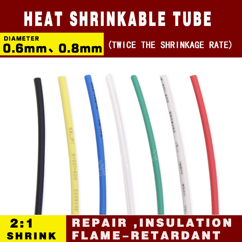 Heat Shrink Tubing 0.6mm 0.8mm Heat Shrink Tubing (2: 1 Shrink Rate ...