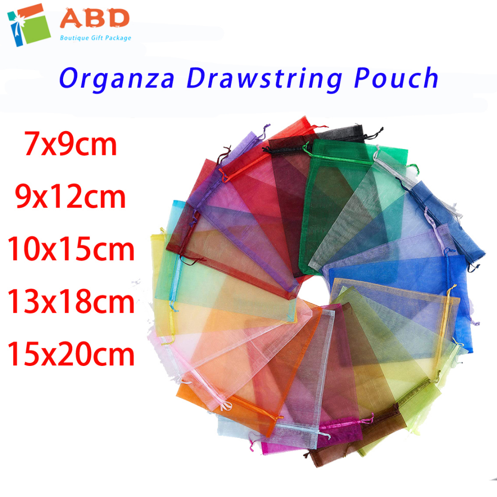 【ABD】10 Túi vải voan dây rút đựng quà, mỹ phẩm, 10 màu, 5 kích cỡ ...