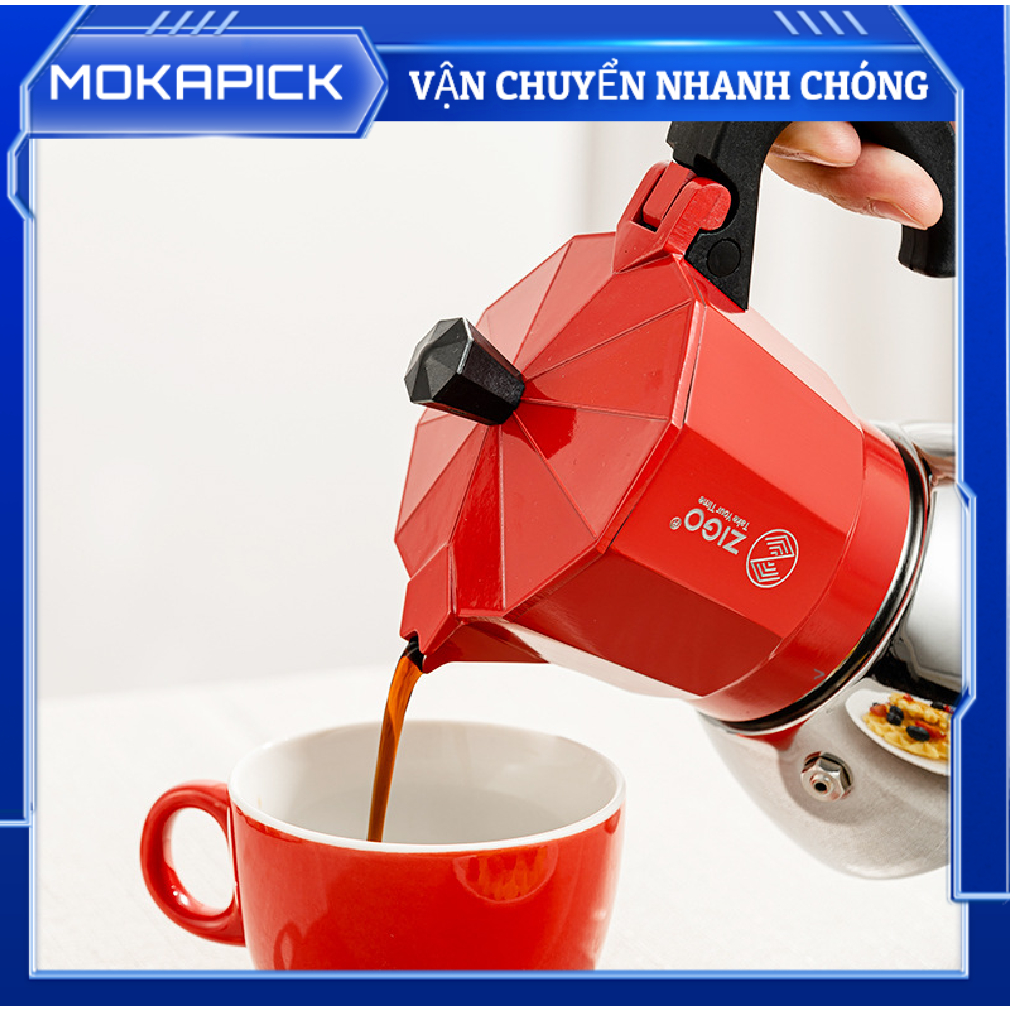 Ấm Pha Cafe Moka Pot, Ấm pha cà phê Moka, bình pha cà phê kiểu Ý 120ML Mokapick | Shopee Việt Nam