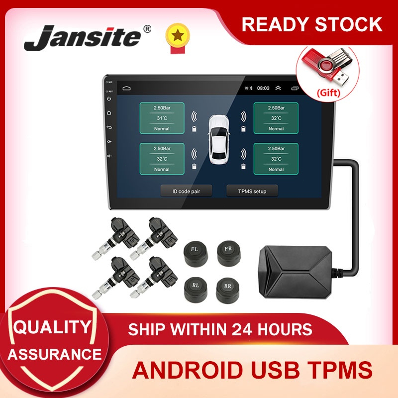 Jansite Hệ Thống Cảnh Báo Áp Suất Lốp Xe Hơi TPMS USB Android TPMS Có 4 Cảm Biến Nhiệt Độ Cho ...