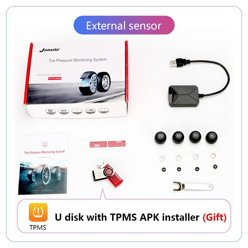 Jansite Hệ Thống Cảnh Báo Áp Suất Lốp Xe Hơi TPMS USB Android TPMS Có 4 Cảm Biến Nhiệt Độ Cho ...
