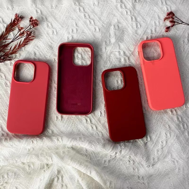 Red series silicone phone case suitable for iPhone 15 11 12 13 14 pro ...