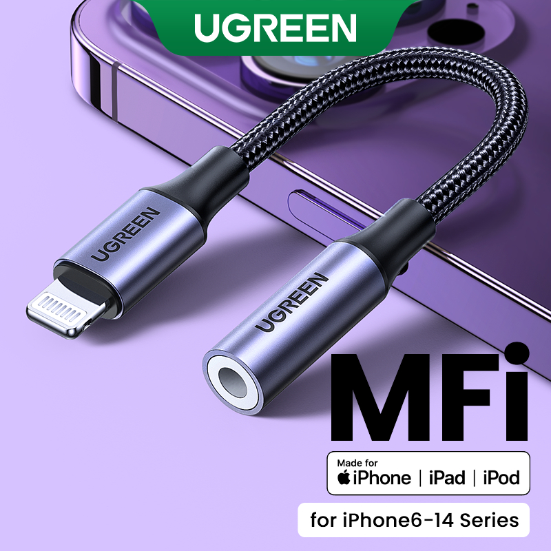 Cáp AUX UGREEN MFi Lightning sang 3,5mm cho iPhone 14 13 pro Max 13 / 12 / 11 / XS / XS Max / XR ...