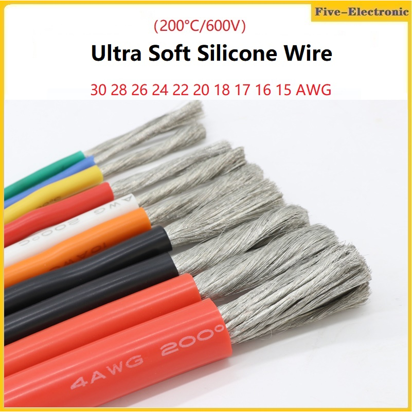 10M UL Ultra Soft Silicone Wire 30AWG 28 26 24 22 20 AWG Heat-resistant ...