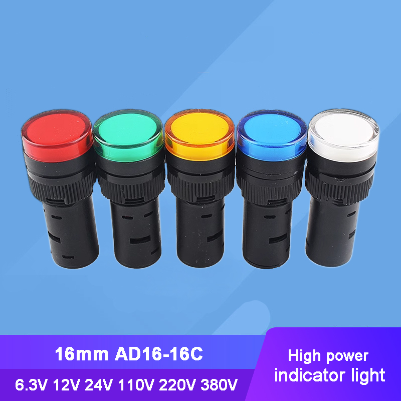 Bộ 2 Đèn Tín Hiệu 16mm AD16-16C 6.3V 12V 24V 36V 48V 110V 220V 380V ...
