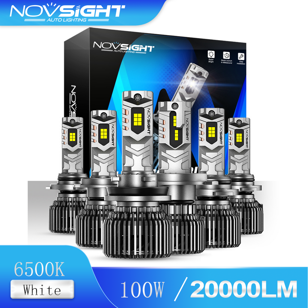 2 Đèn pha LED sương mù NOVSIGHT N75 H4 H11 H7 9005 9006 9012 100W 20000LM 6500K CANBUS chỉ cần ...