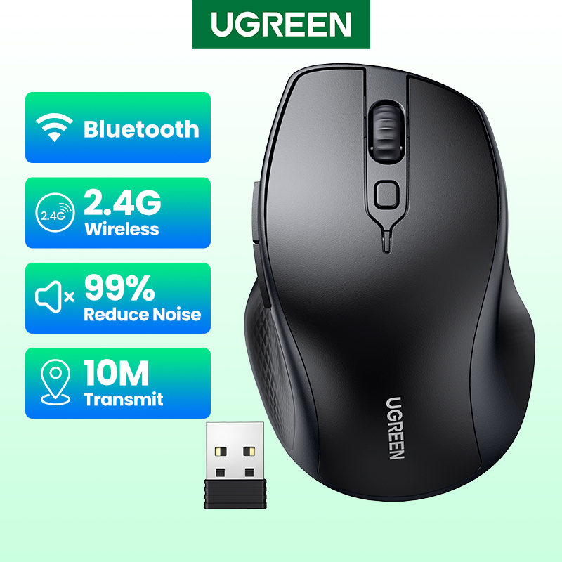 Chuột không dây Bluetooth UGREEN 5 phím thu tín hiệu 5.0 2.4g và USB 4 ...