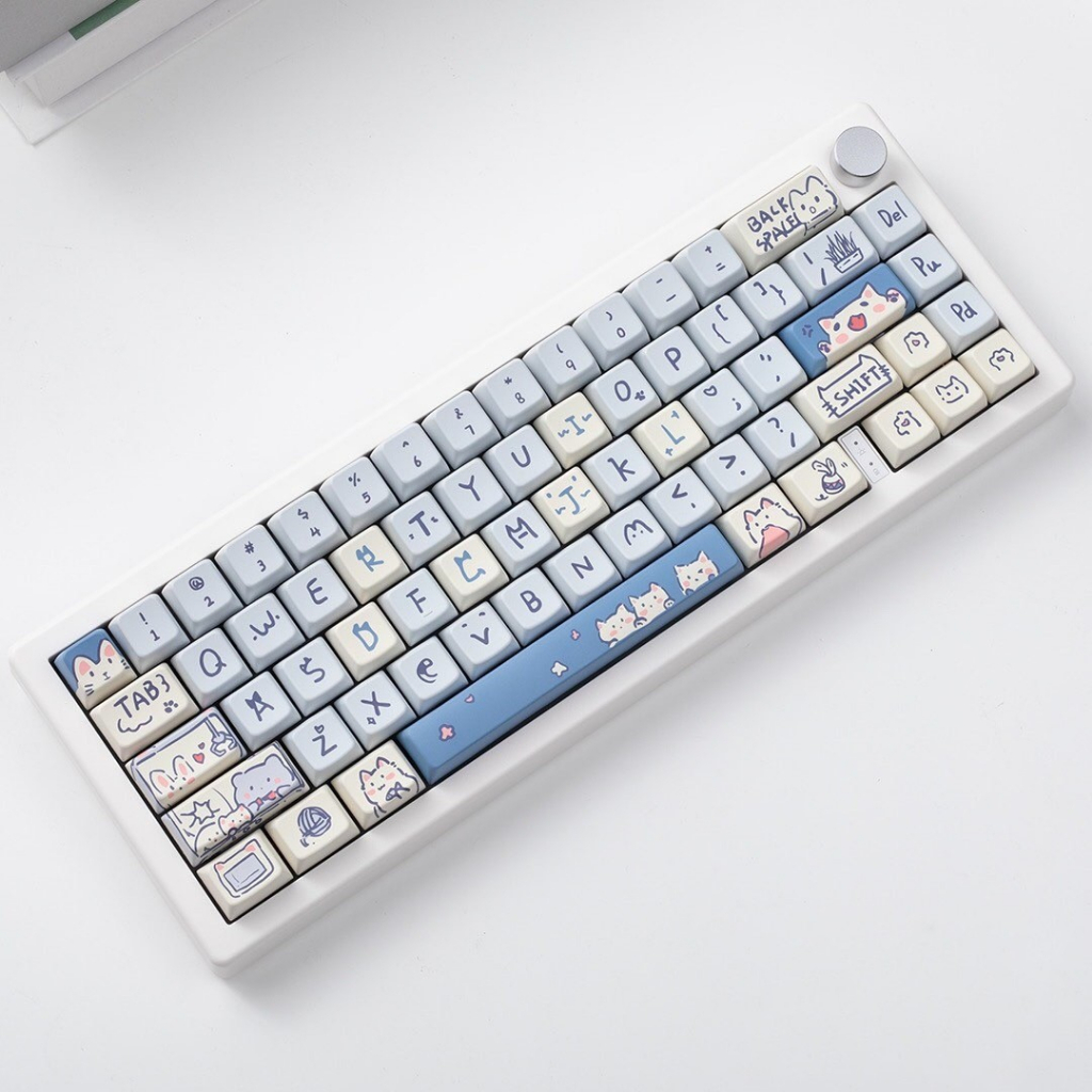 66/148 Phím Blue Meow Meow Keycaps MDA/Cherry Dễ Thương PBT Năm mặt ...