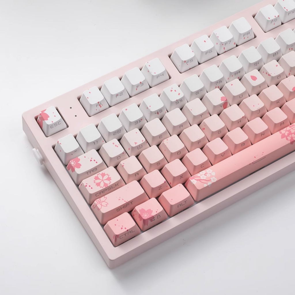 【JKDK】falling flowers PBT keycaps font transmits light OEM profile keycap for MX switch keyboard ...