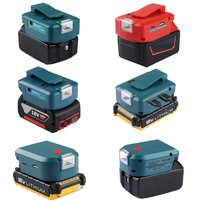Makita Mới Bộ Chuyển Đổi Pin Đèn LED Hai Cổng USB Cho Dewalt Cho Milwaukee Cho Black Decker Cho ...