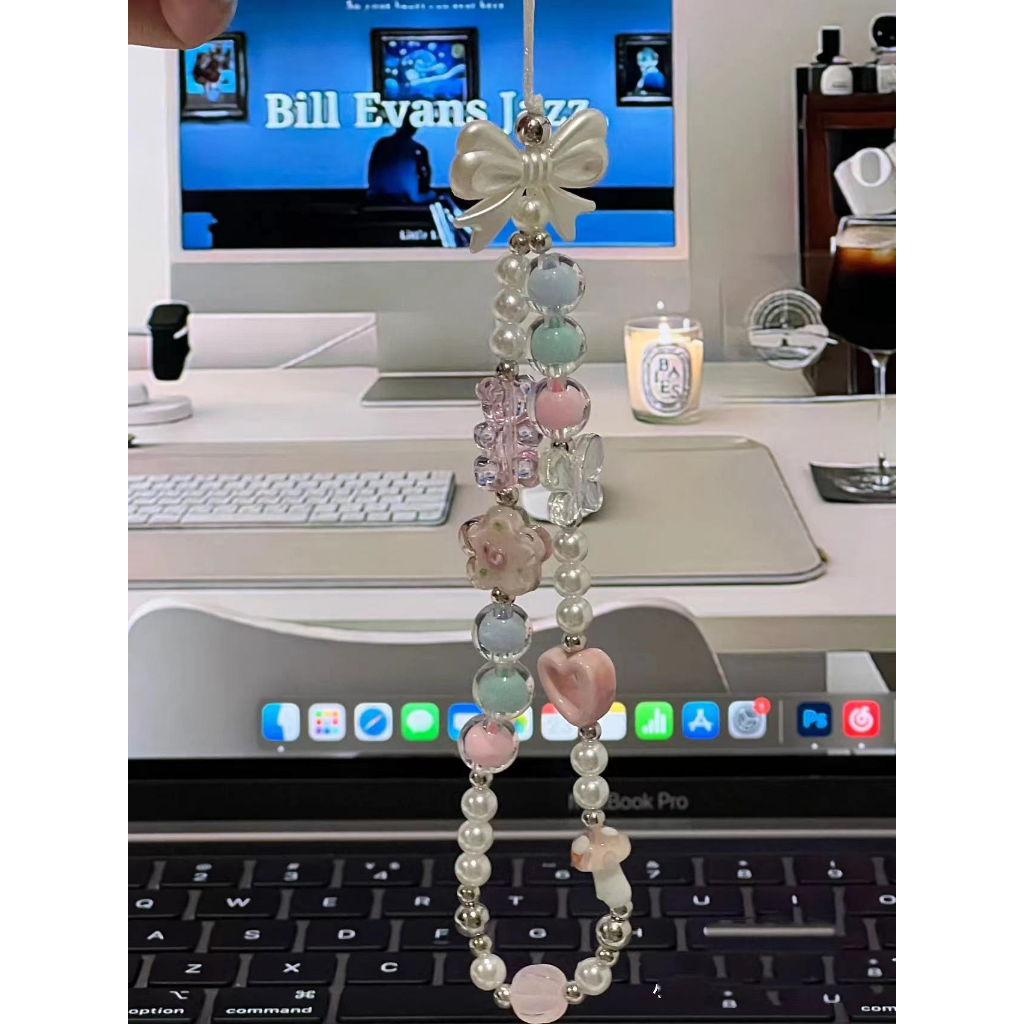 Dây Đeo Điện Thoại Xâu Hạt Acrylic Màu Kẹo Hình Gấu Bướm Trái Tim Kiểu Nhật Bản Y2k Mới