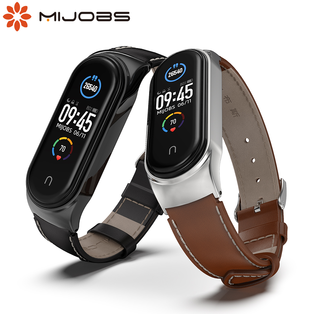 MIJOBS Dây đeo cho Mi Band 10 9 8 7 6 5 4 3 bằng da thật tương thích với vòng đeo tay thay thế ...