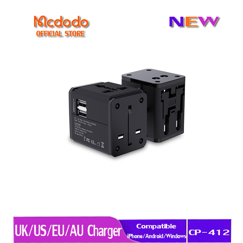Bộ chuyển đổi MCDODO 2 cổng USB US UK AU EU đứng đa năng CP-412 | Shopee Việt Nam